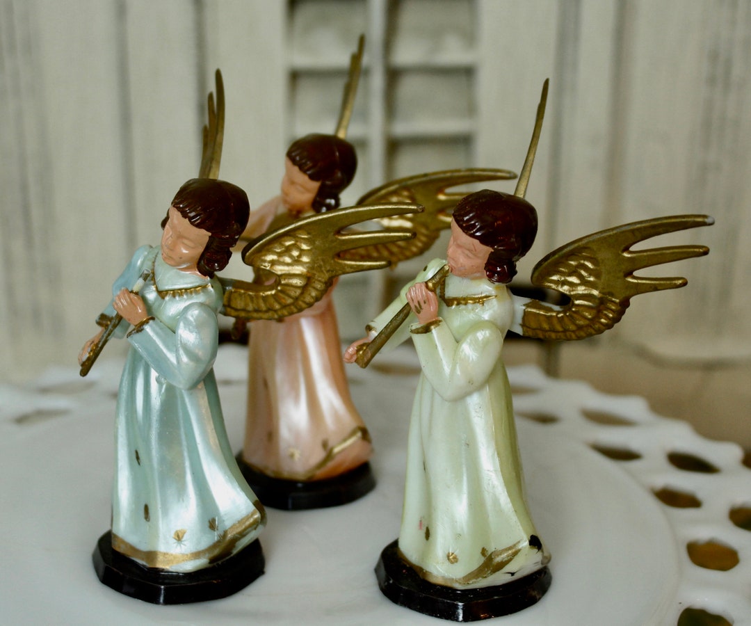 Vintage Christmas Large Musical Angels Musicians Hong Kong Plastic ...
