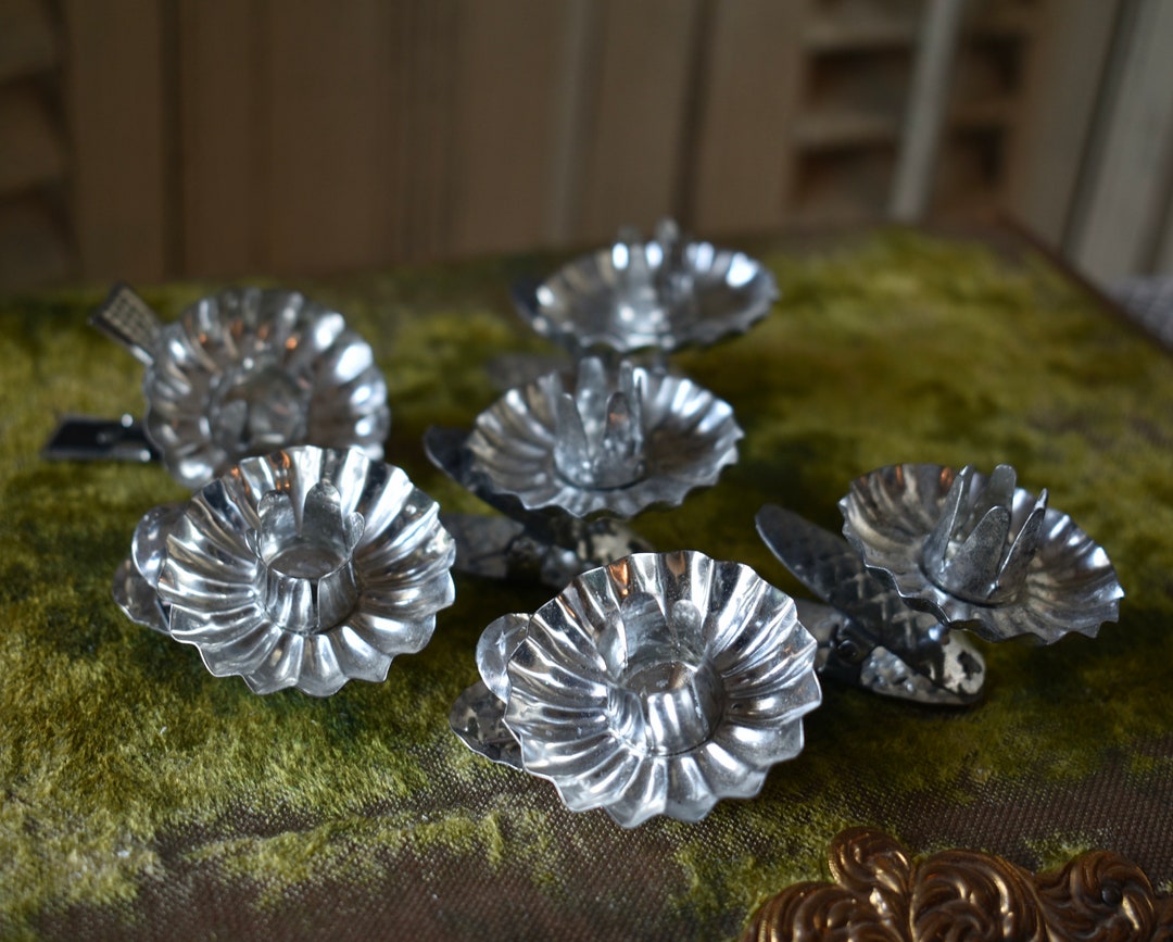 Antique Metal Candle Holder Clips With Pine Cone Back Clip, Old ...