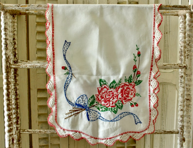 Vintage Fancy Textile Antique Dresser Scarf Hand Work and - Etsy