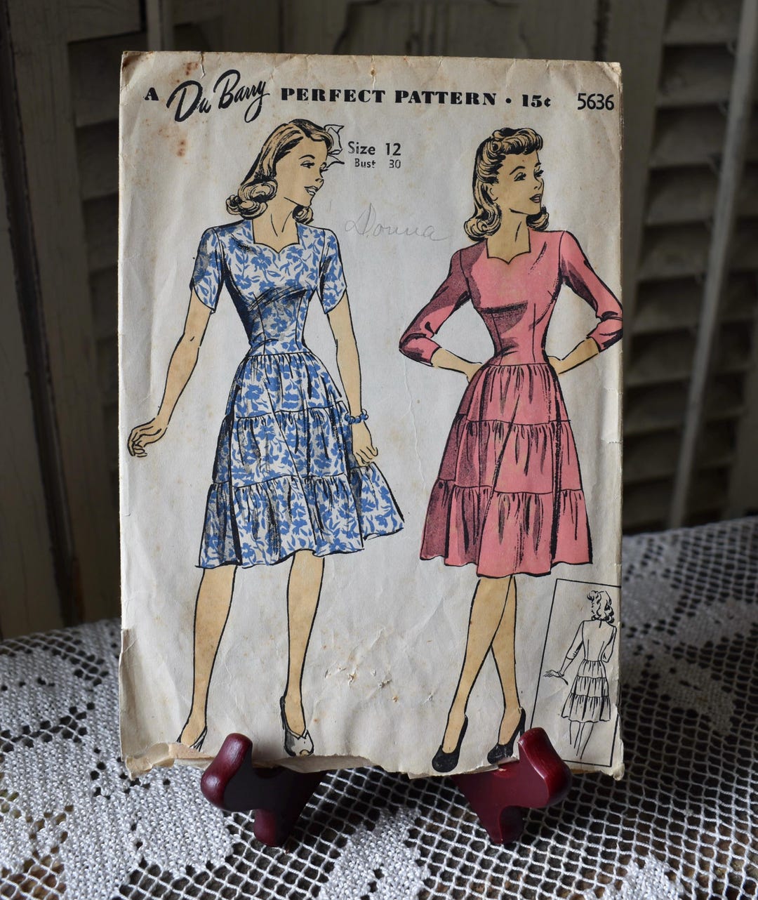 1940s Du Barry Dress Pattern, Retro Sewing, Size 12 - Etsy