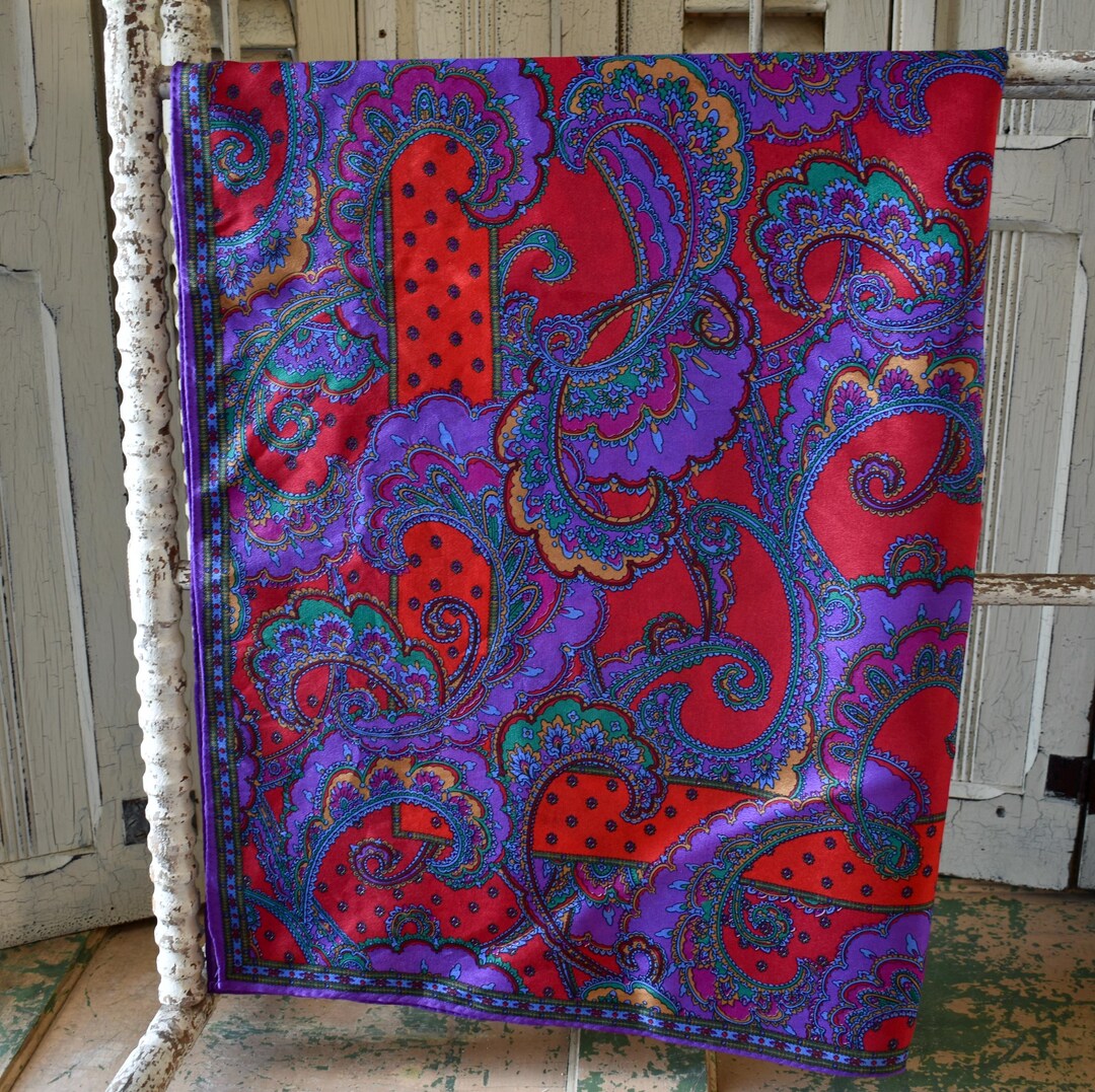 Fabulous Vintage Silk Scarf, 1960's Extr Large Scarf With Intricate ...