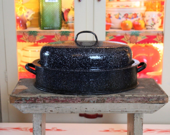 Savory Junior Double Walled Graniteware Roaster, Enamelware Roasting ...