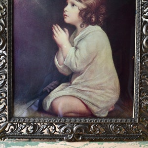 Antique "the Infant Samuel"- by Sir Joshua Reynolds Lithograph, Ornate ...