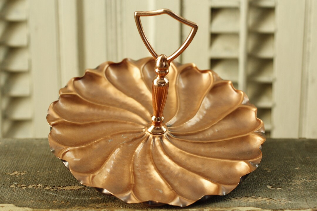 Vintage Gregorian Copper Serving Dish, Gleaming Hammered Copper, Solid ...