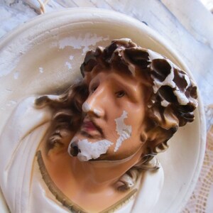 Vintage Mary and Jesus Religious Wall Hanging Set, Chalkware Heads ...