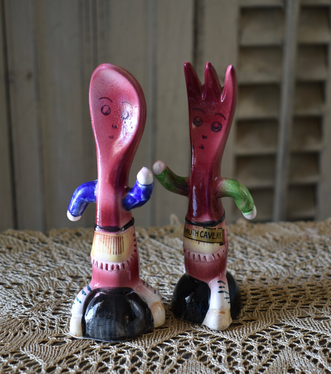 Vintage Anthropomorphic Fork & Spoon Salt and Pepper Shakers, Made in ...