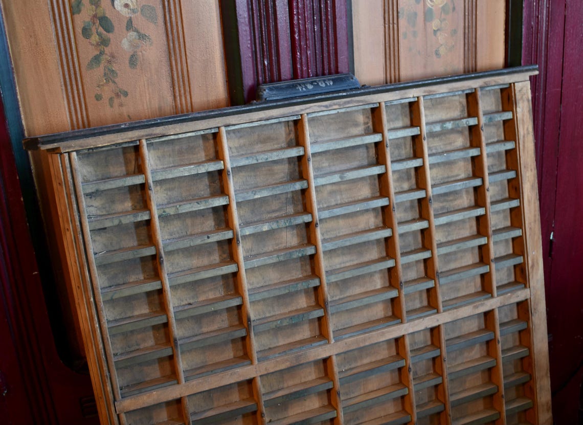 Antique Printers Type Drawer: Extra Large Cubby Shelf, Office Artifact ...