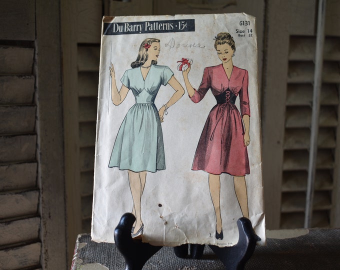 Vintage Du Barry Patterns, 1940's Dress Pattern, Retro Dresses Size 14 ...