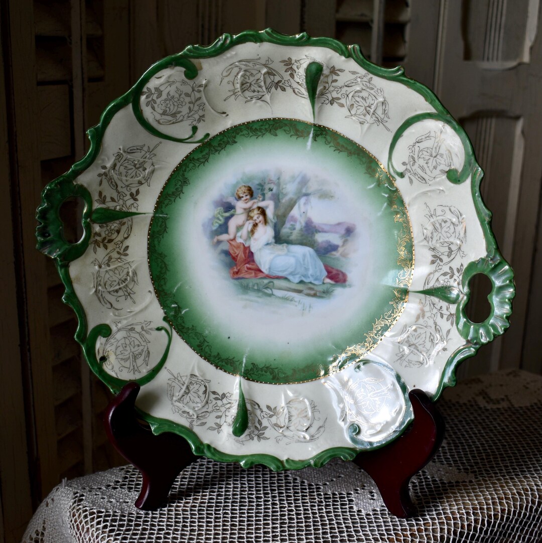 Antique Royal Saxe Portrait Plate: Edwardian Decorative Charger ...