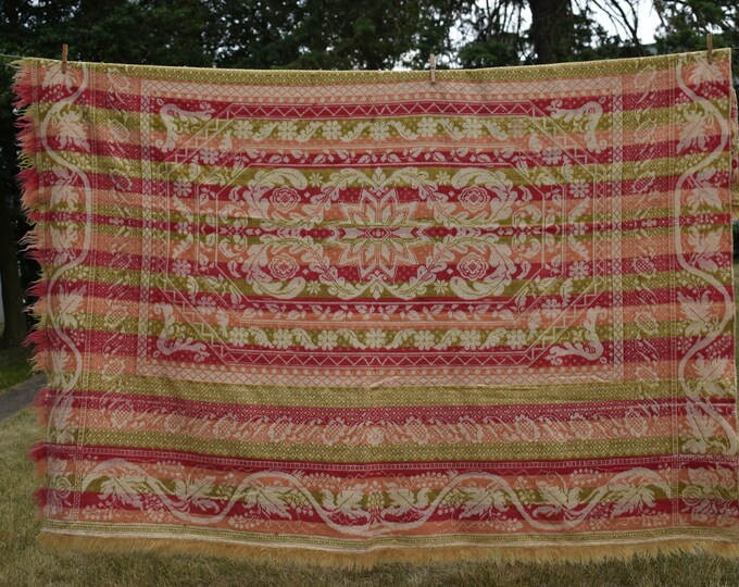 Antique Coverlet-primitive Warm Wool--full Size Beautiful Pattern ...