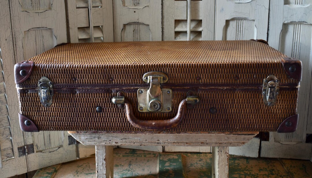 Antique Rare Woven Bamboo Suitcase 1930's Luggage Rare Suitcase Vintage ...