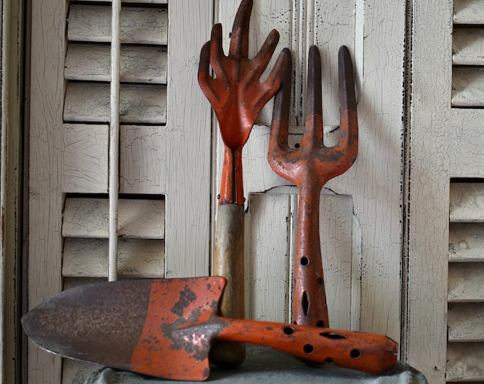 Antique Garden Tools, Vintage Hand Tool, Primitive Tool Set, 1930's ...