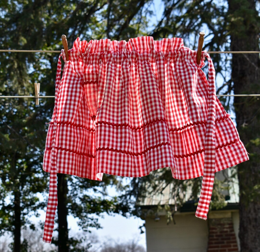 Fabulous 50's Apron- Red Gingham- Half-apron Vintage-mid-century ...