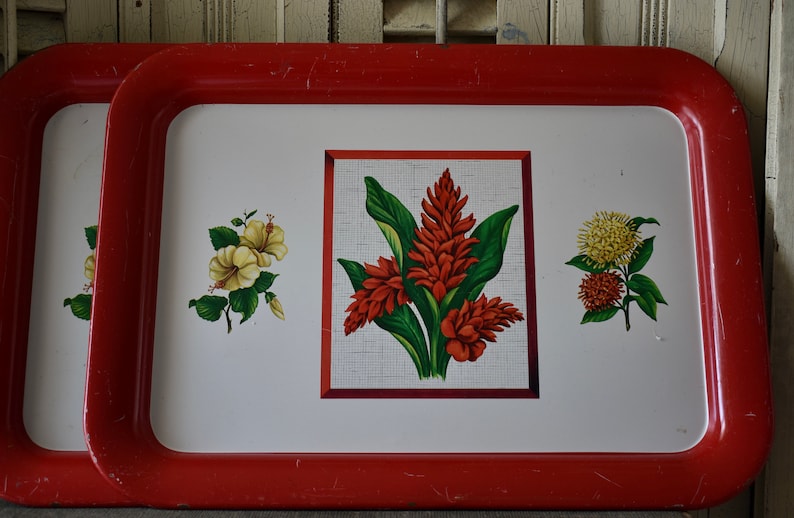 Vintage Mod Serving Tray Set Mid-century Metal Trays - Etsy