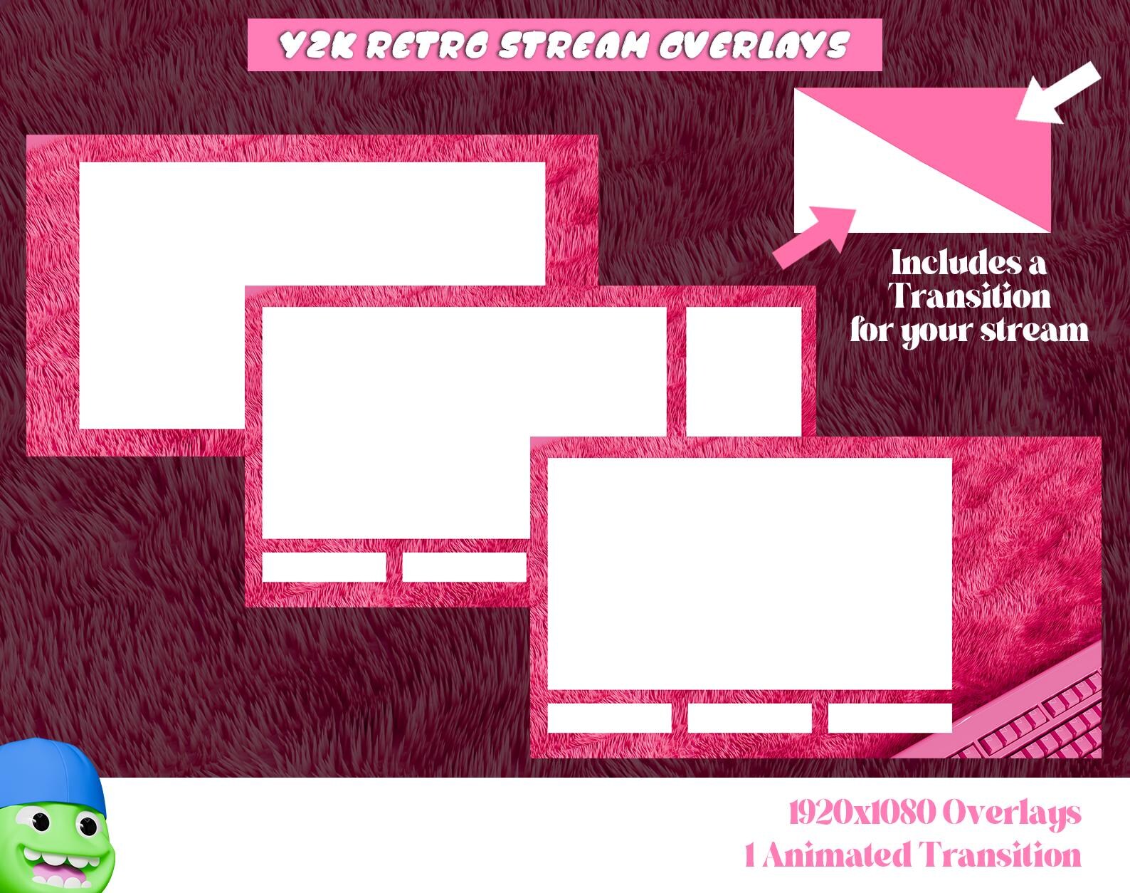 3D Animated Y2K Pink Retro Overlay | 3dtwitch & Youtube Stream Scenes ...