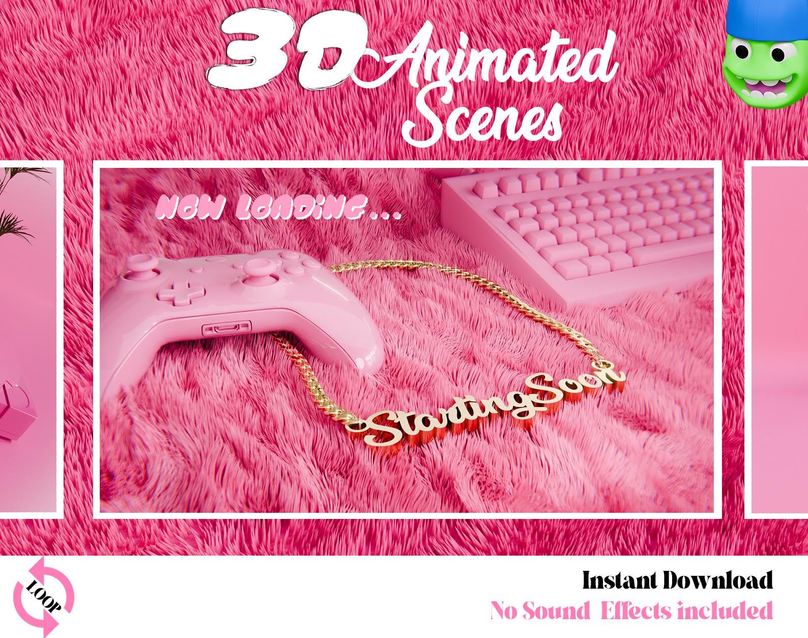 3D Animated Y2K Pink Retro Overlay | 3dtwitch & Youtube Stream Scenes ...