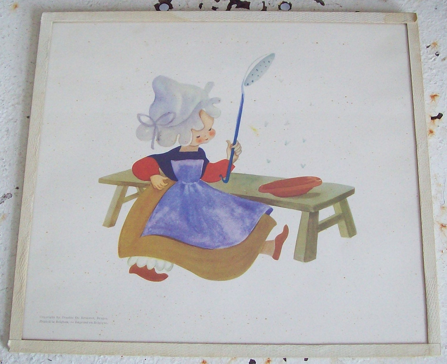 Antique Print Dutch Girl Hand Framed Printed in Belgium 1930s Print ...