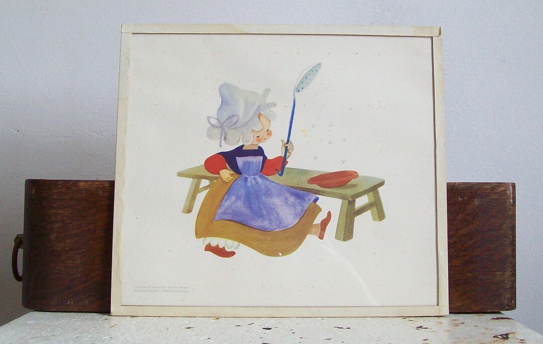 Antique Print Dutch Girl Hand Framed Printed in Belgium 1930s Print ...