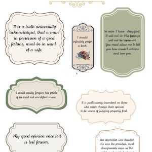Pride and Prejudice Quotes, Jane Austen Printable, Instant Download ...