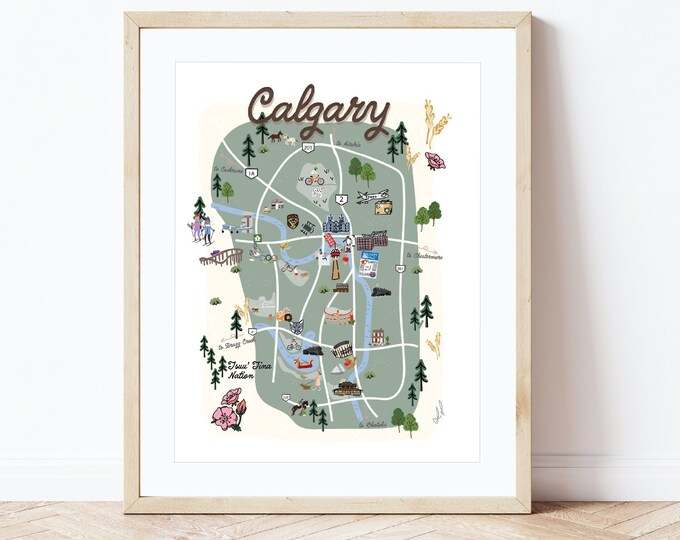 Illustrated Map of the City of Calgary , Calgary Map, Calgary Flames ...