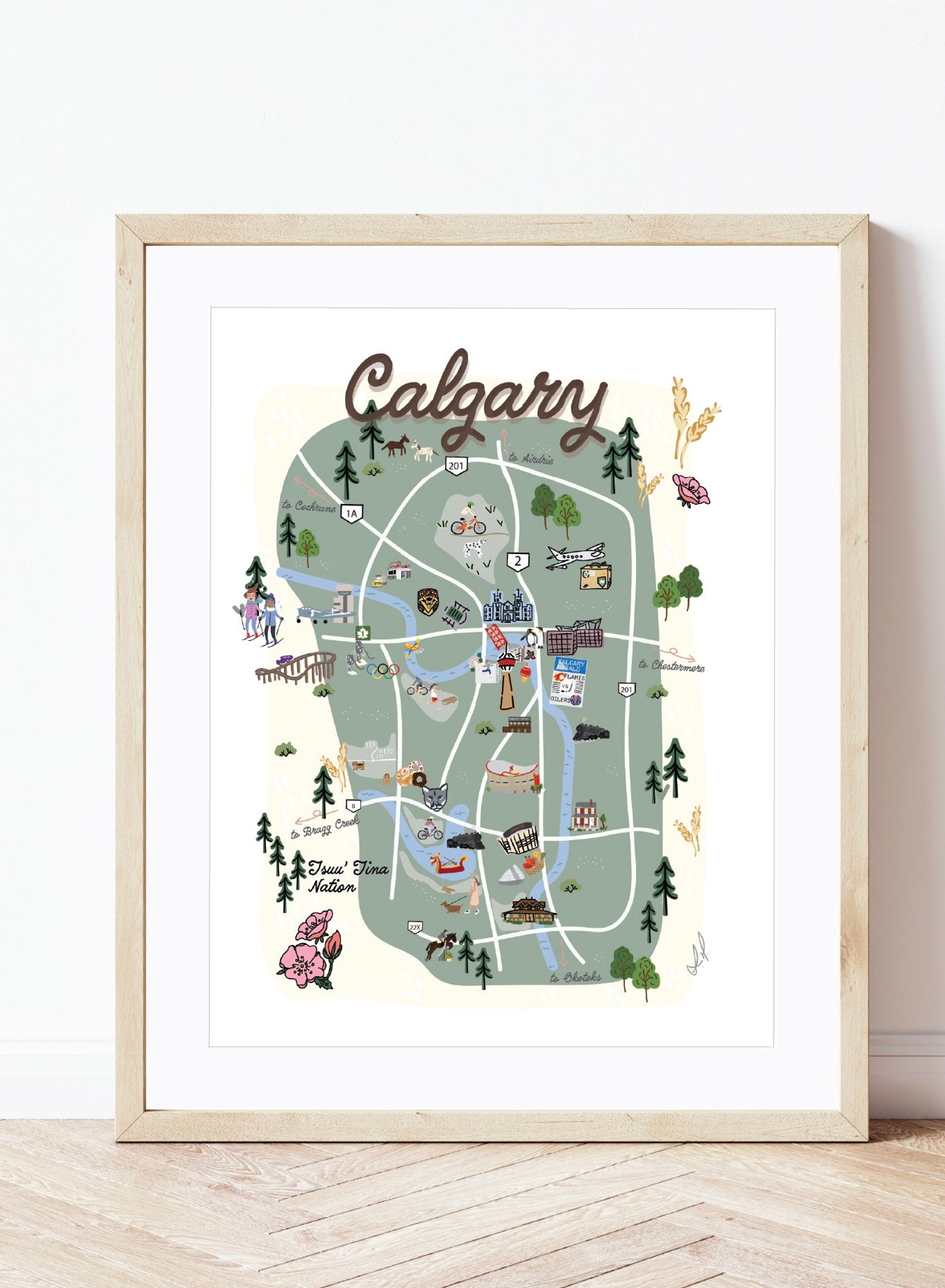 Illustrated Map of the City of Calgary Calgary Map Calgary - Etsy