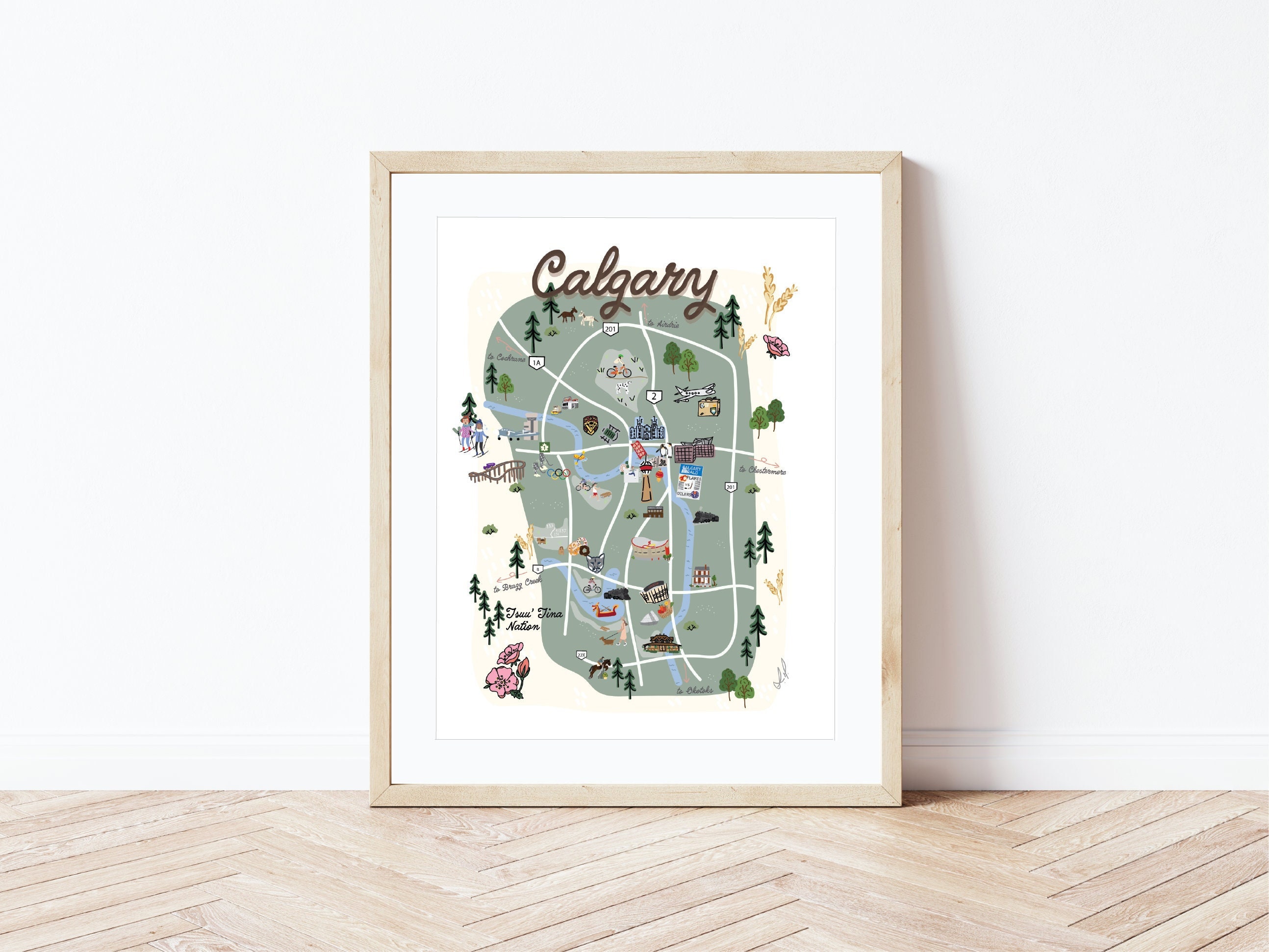 Illustrated Map of the City of Calgary Calgary Map Calgary - Etsy