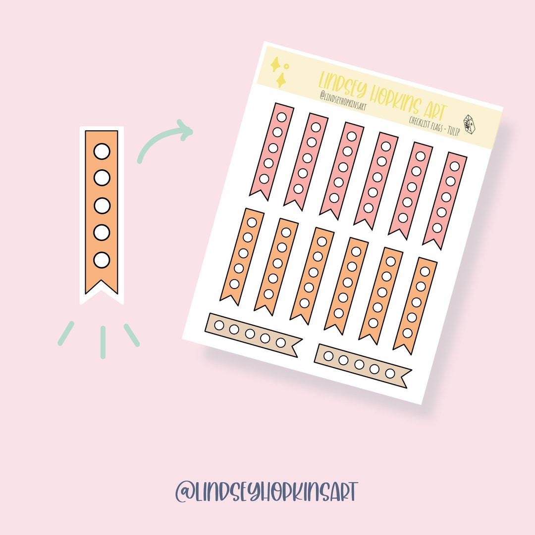 CHECK LIST FLAGS Tulip / to Do List / Planner Sticker Sheet // Journal ...