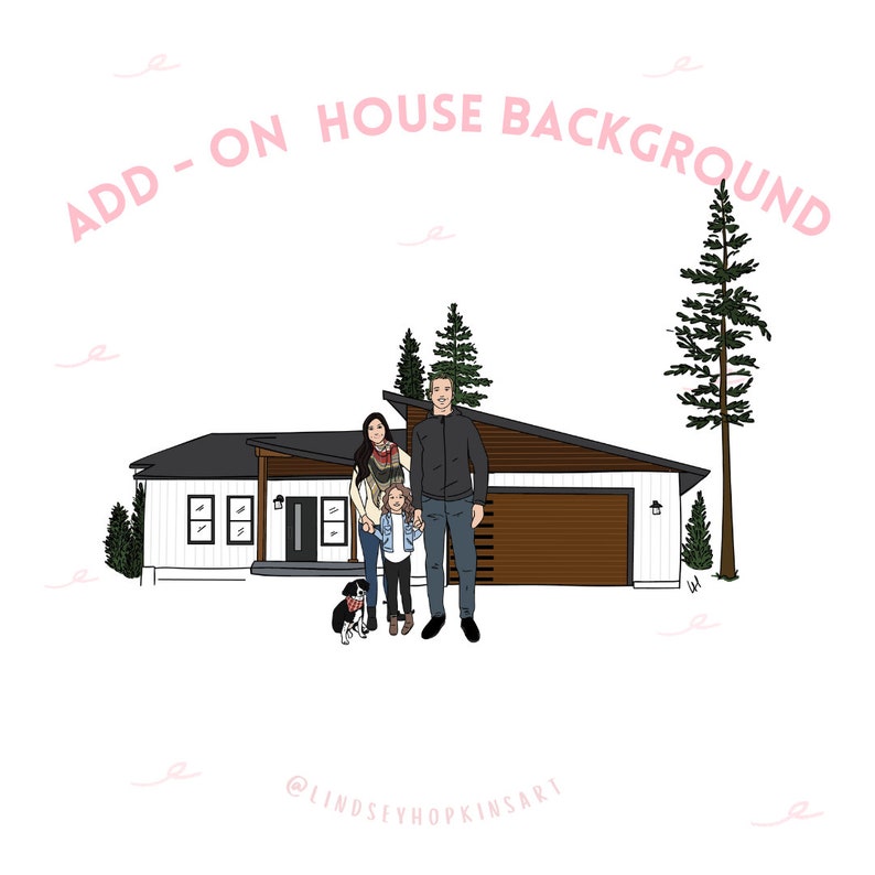 ADD-ON Home Background for Family Illustration | Etsy