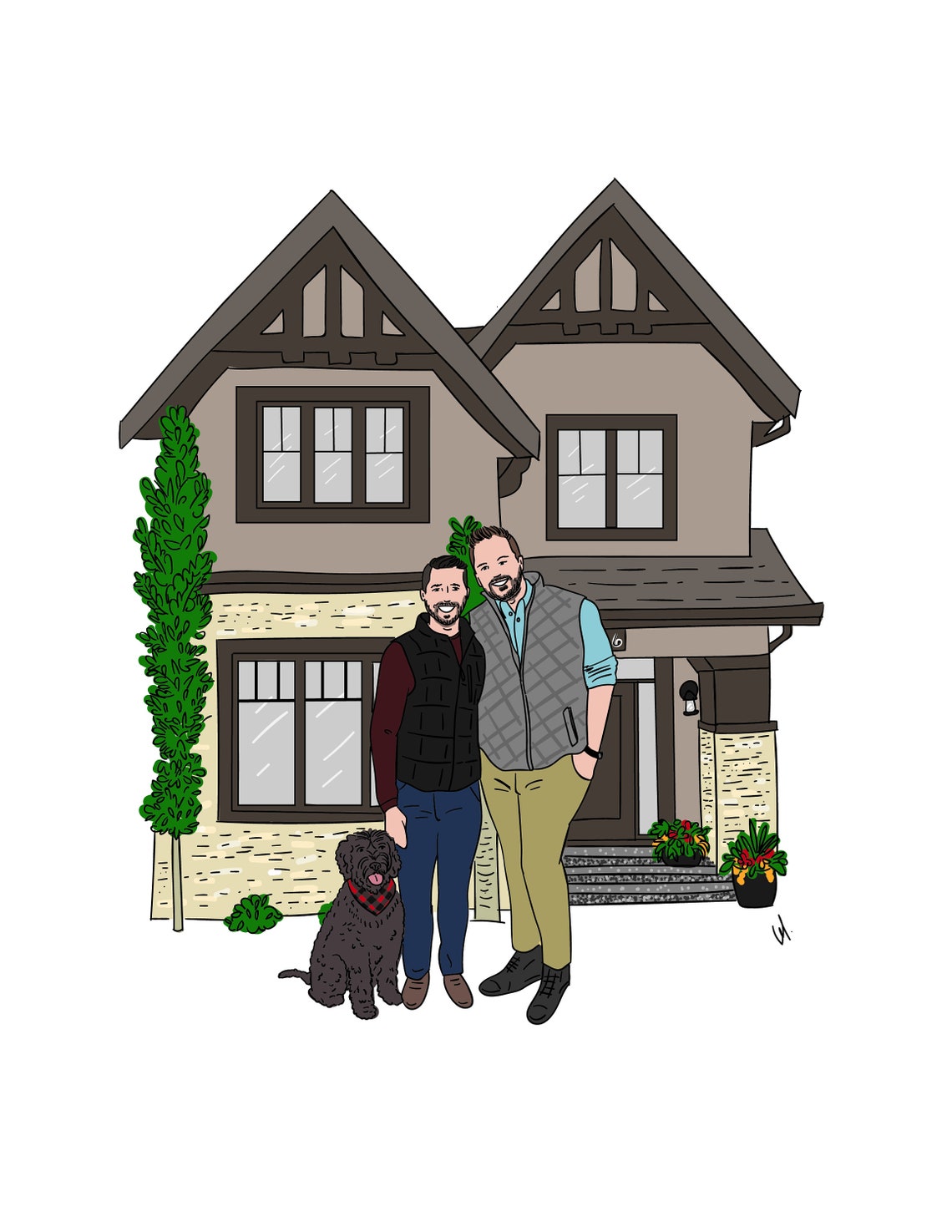 ADD-ON Home Background for Family Illustration | Etsy