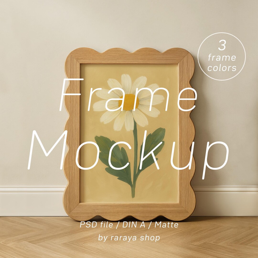 Wavy Frame Mockup Bundle: A4 A3 Poster Template, 8 Colors (PSD) - Etsy