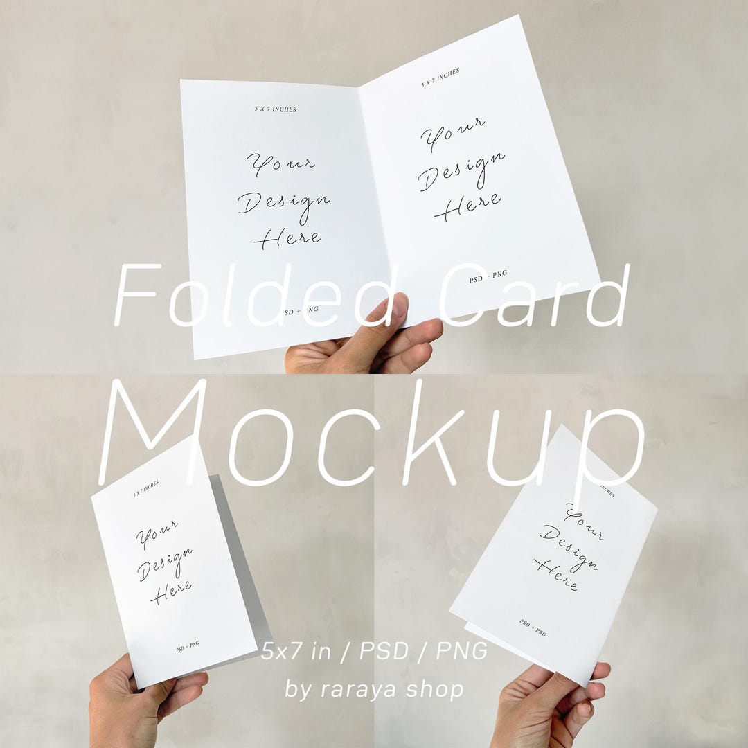 5x7 Folded Card Mockup: Invitation Mockup Bundle Template PSD (digital ...