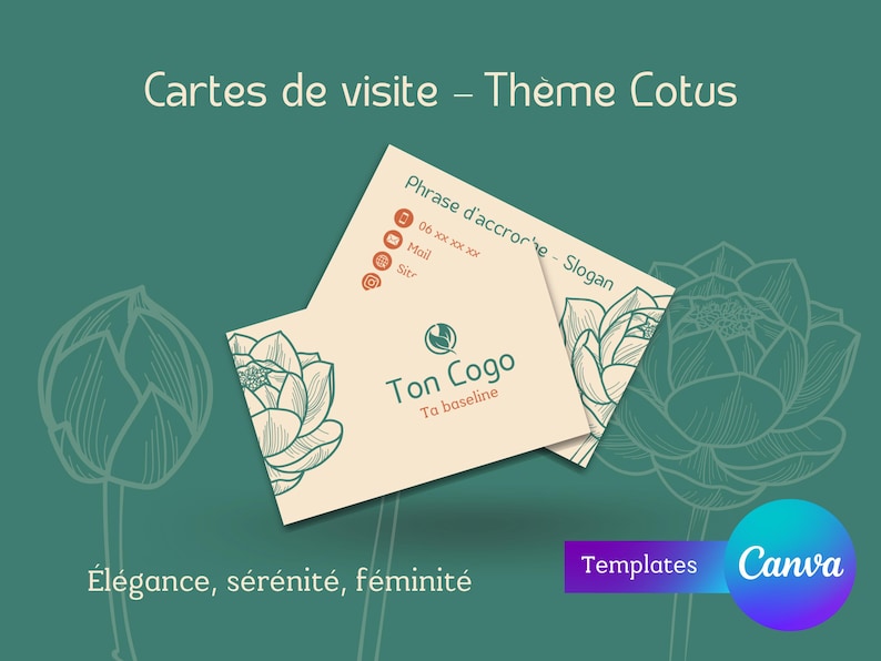 Lotus Business Card Templates • 3 Double-sided Models to Customize on ...