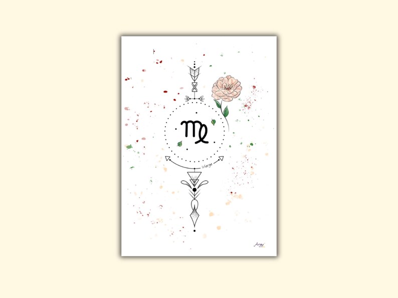 Virgo Astrological Sign Poster • Natural and Spiritual Watercolor ...