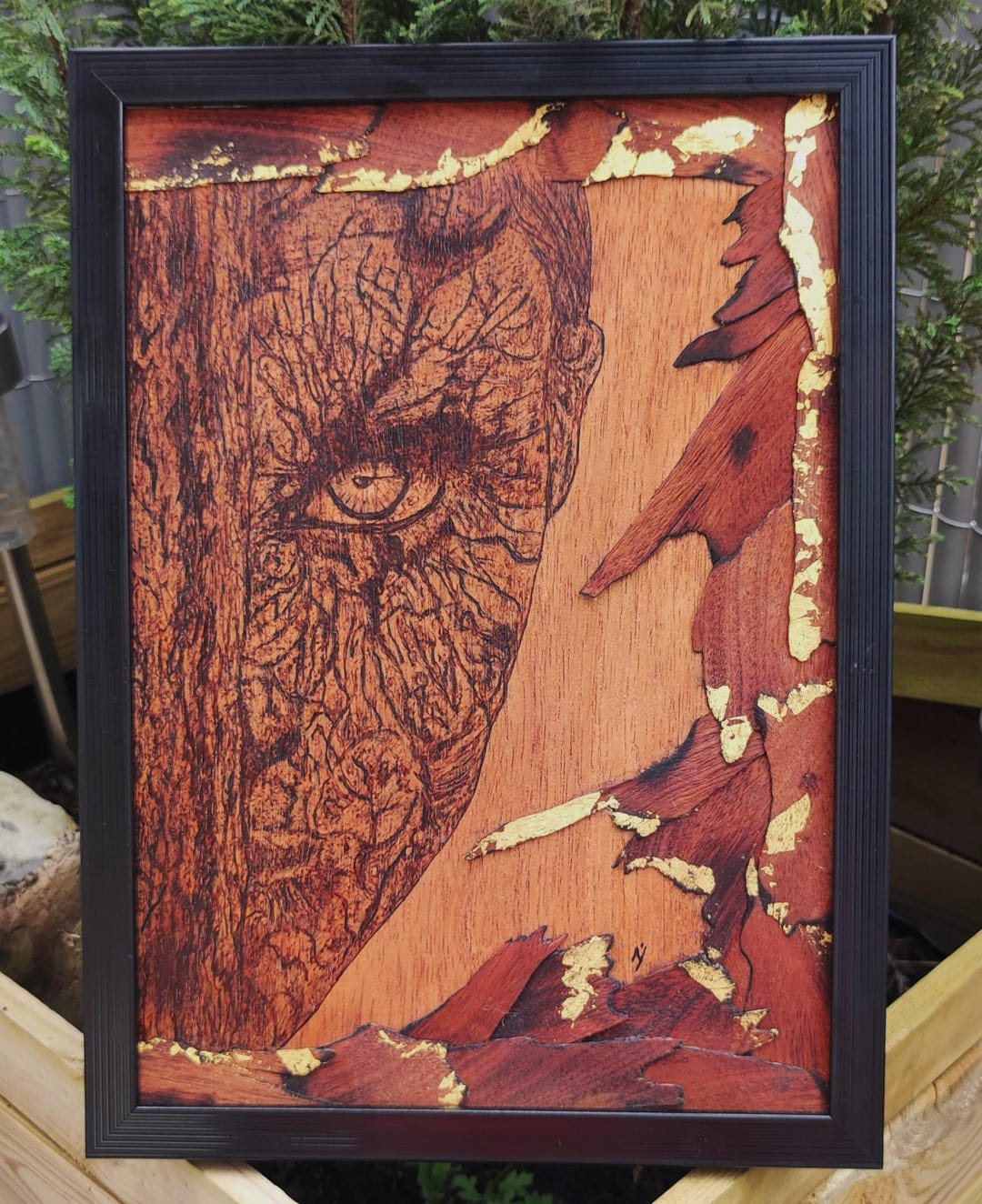 High-end Pyrography "face" - Etsy
