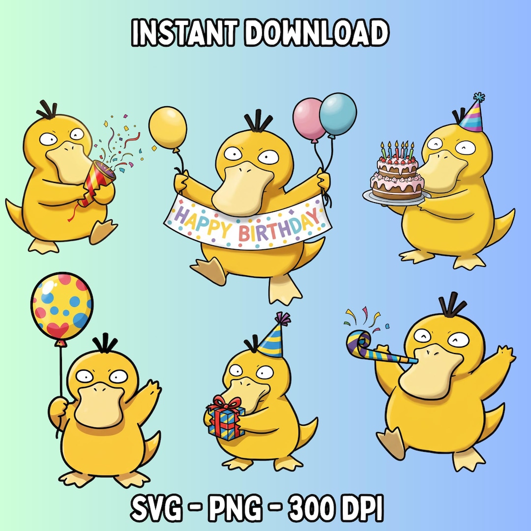 Psyduck Pokemon Birthday PNG, SVG, Cricut, Premium Digital Designs ...