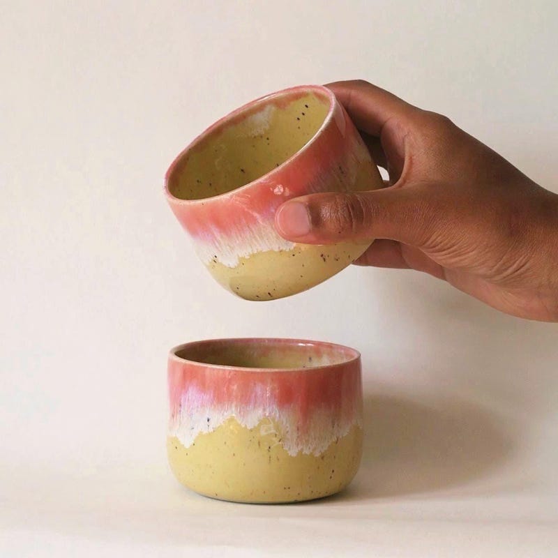 Yellow Flat White Cup - Etsy UK