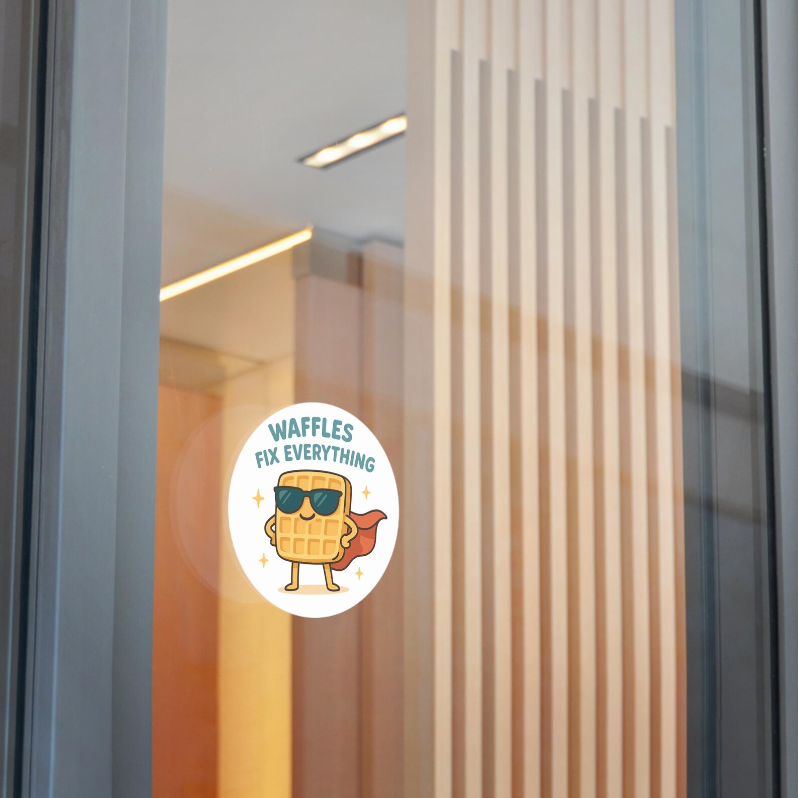 Superhero Waffle Round Sticker | Breakfast Waffles Fix Everything Vinyl ...