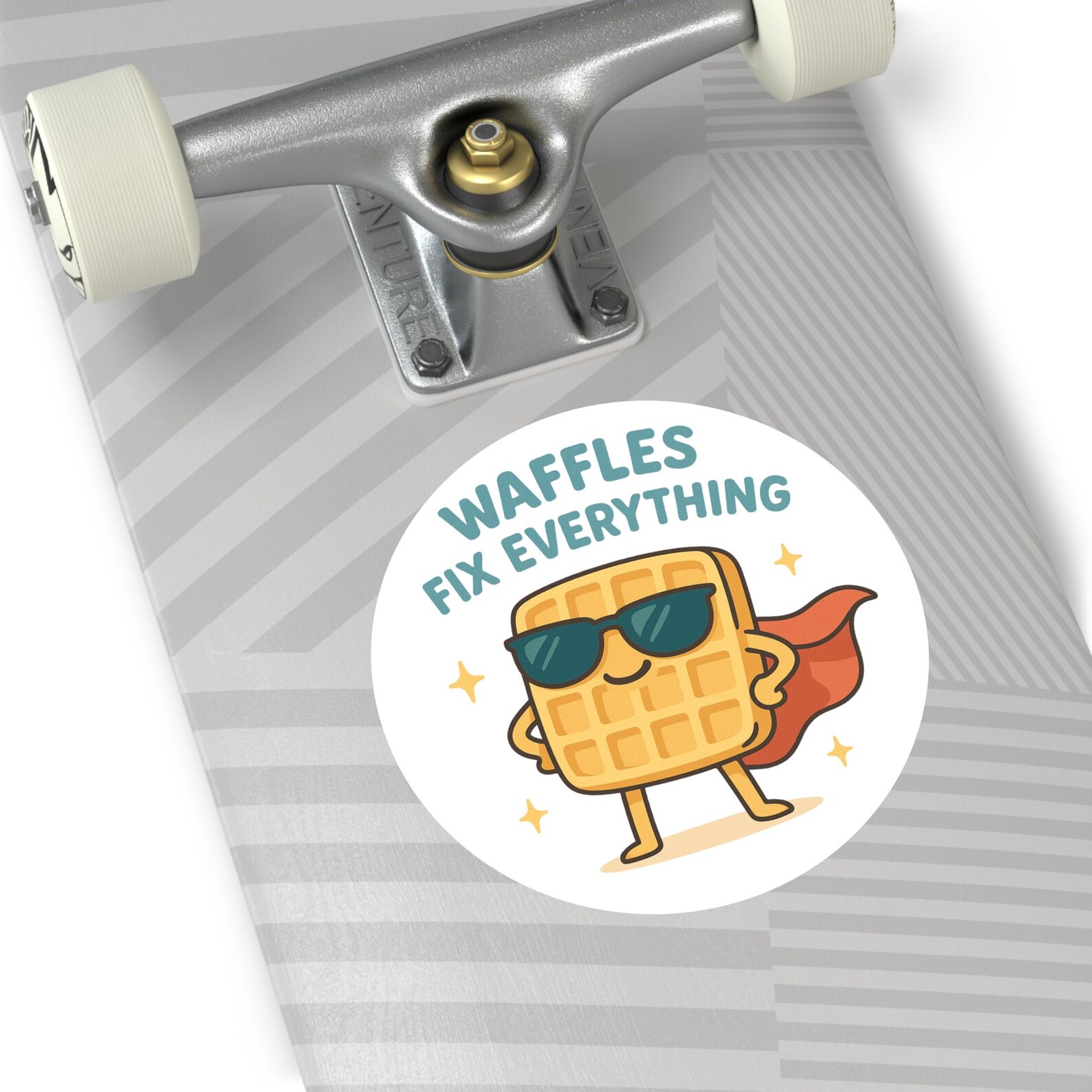 Superhero Waffle Round Sticker | Breakfast Waffles Fix Everything Vinyl ...