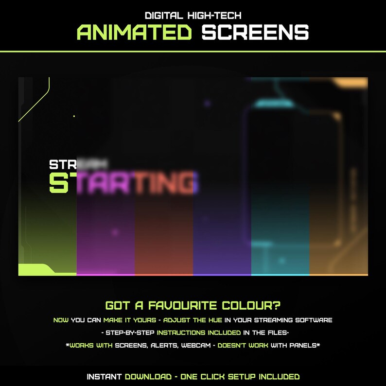Animated Digital Screen Overlay for Twitch Streaming Package Kick Cyber ...