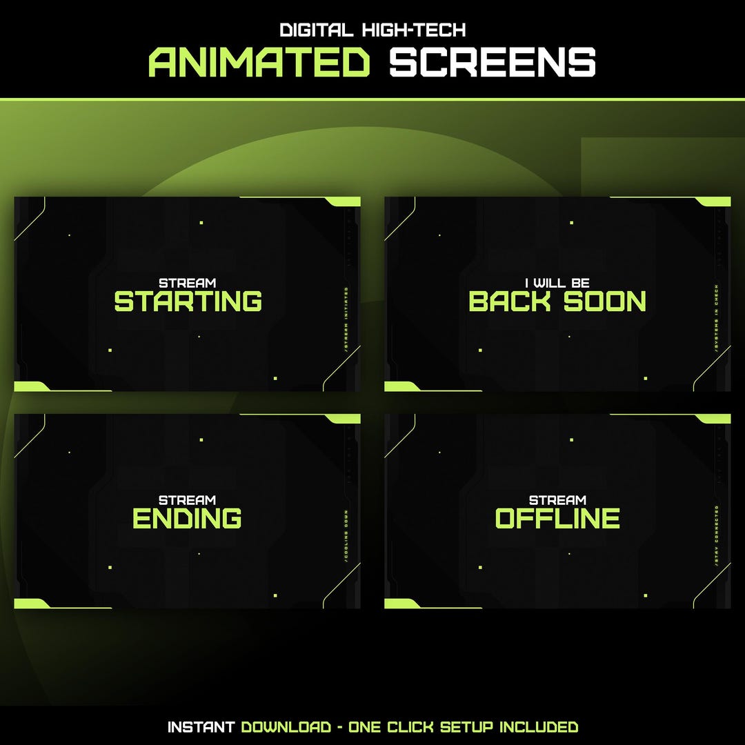 Animated Digital Screen Overlay for Twitch Streaming Package Kick Cyber ...