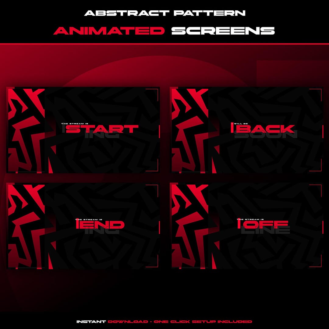 Animated Red Abstract Screen Overlay for Twitch Streaming Package Kick ...