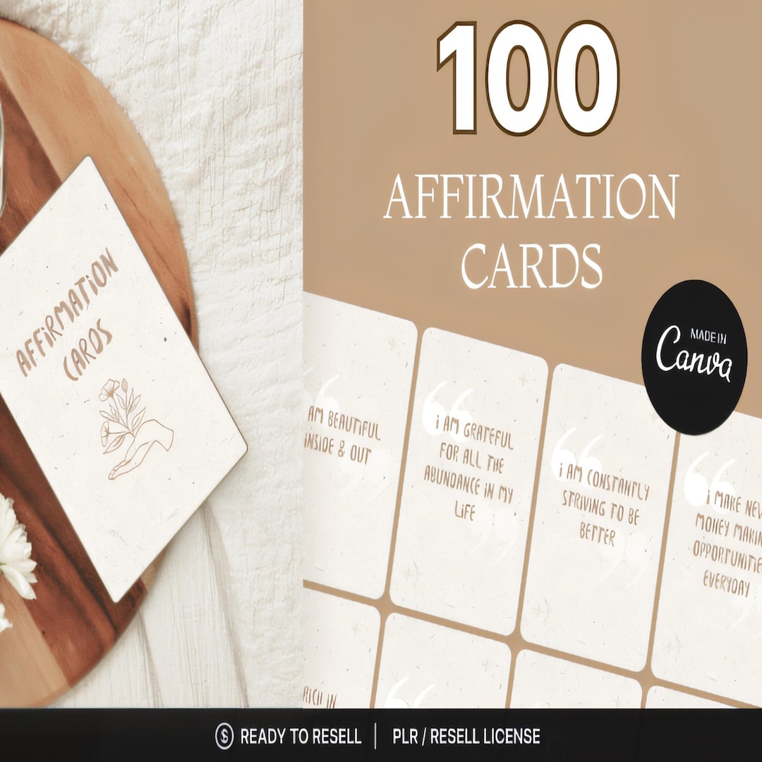 100 Editable Affirmation Cards | Customizable Self Love & Positive ...