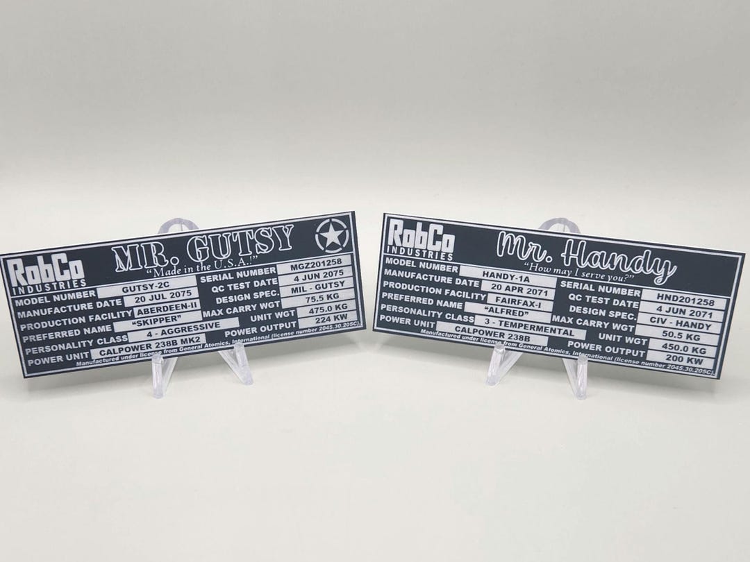 Fallout Display Plaques: Mr. Handy ; Mr. Gutsy | Acrylic ...