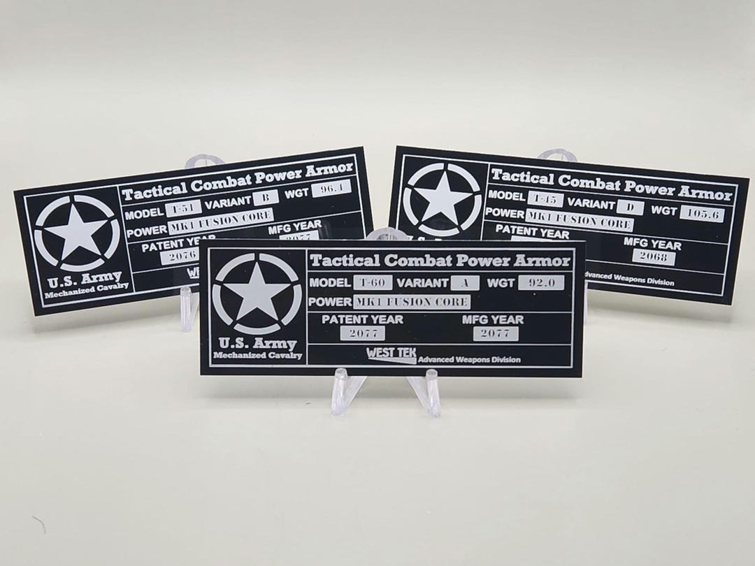 Fallout Power Armor Display Plaques | Acrylic - Etsy