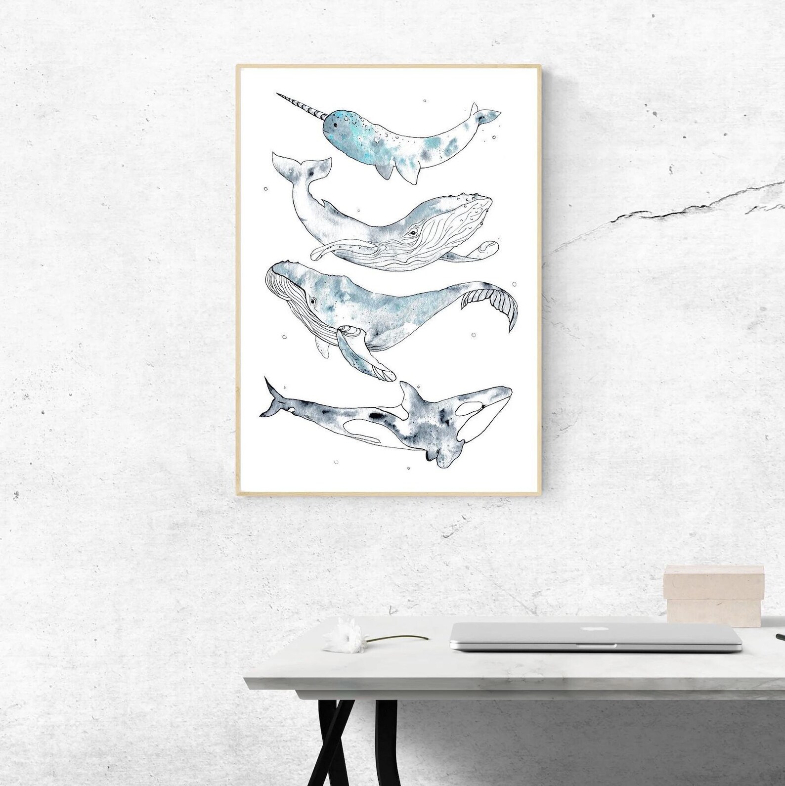 Watercolor Whales Print | Hand Painted Art Print | Wall Art | Home ...