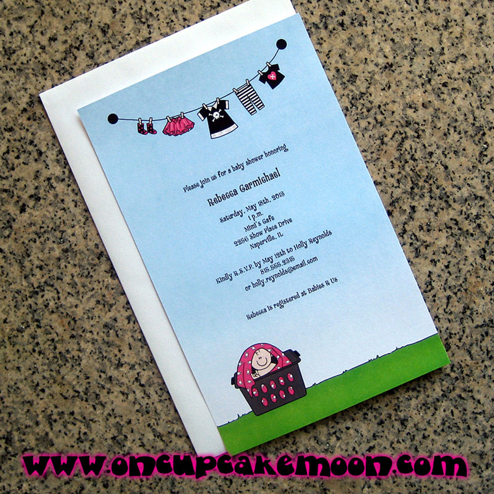 Punk Rock Goth Baby Girl in a Laundry Basket Baby Shower Thank - Etsy