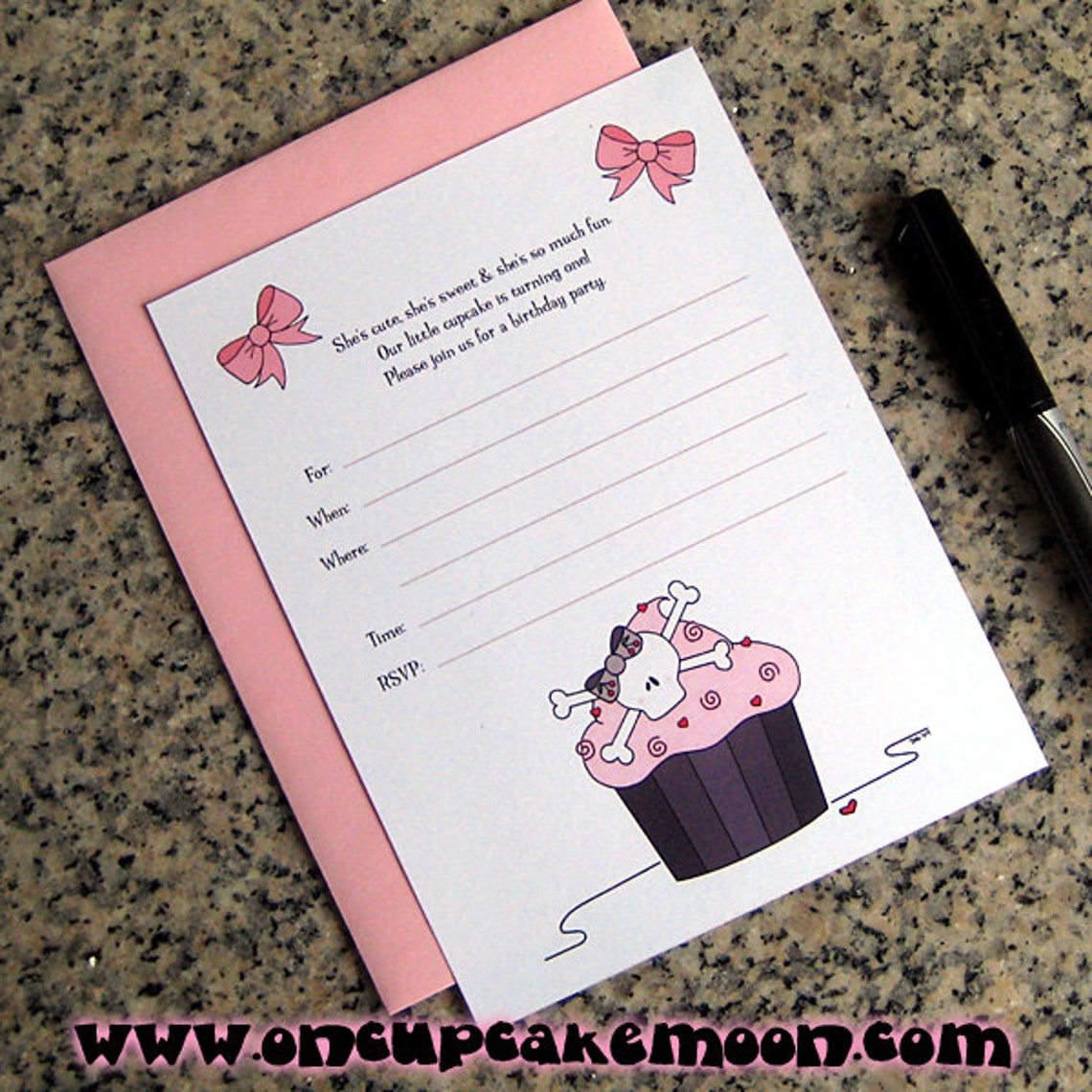 Skull Cupcake Notecards / Thank You Notes / Valentines blank - Etsy