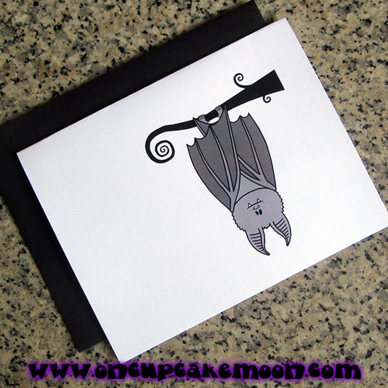 Cute Gray Hanging Upside Down Bat Notecards / Thank You Notes - Etsy
