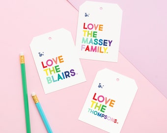 Modern Rectangular Calligraphy Wedding Favour Tag Couples Names Date ...