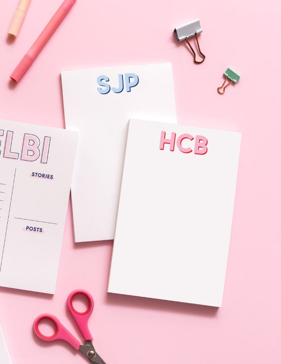 Colorful Custom Notepad Custom Writing Pad Monogram Office - Etsy